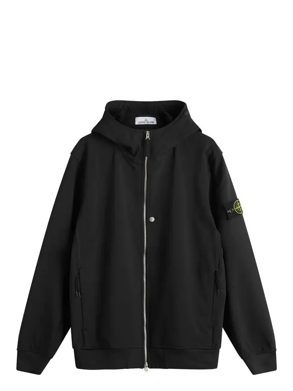 Stone Island Soft Shell-r Hooded Jacket - Black