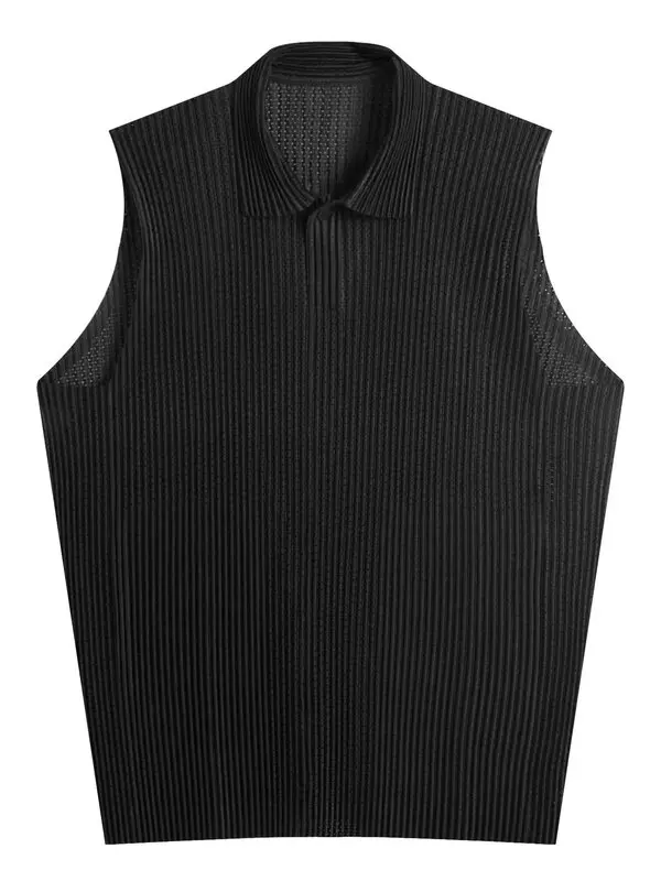 Issey Miyake Pleated Mesh Vest - Black