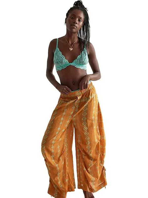 Free People Come Over Printed Pants - Mustard Combo