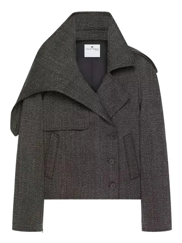 COURREGES Oversized-collar Cropped Jacket - Grey