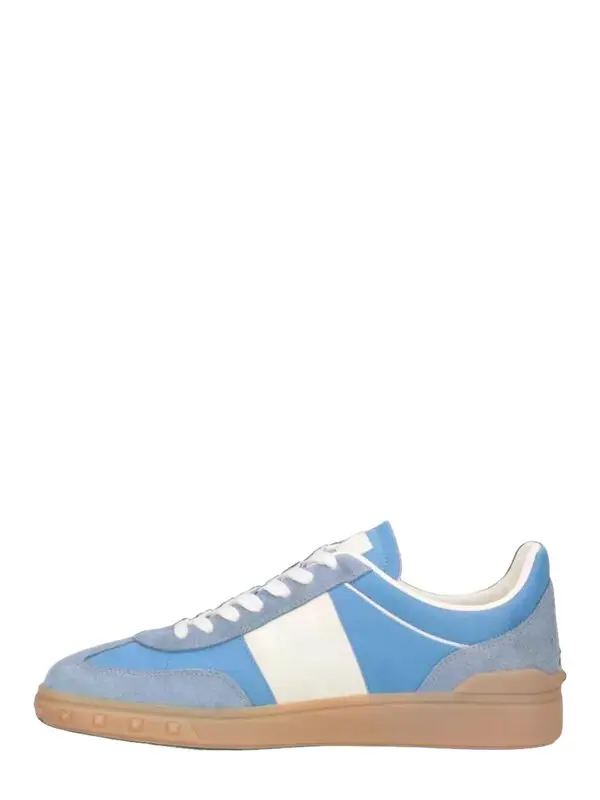 Valentino Garavani Upvillage Low Top Sneakers In Crust Leather And Nylon - Blue