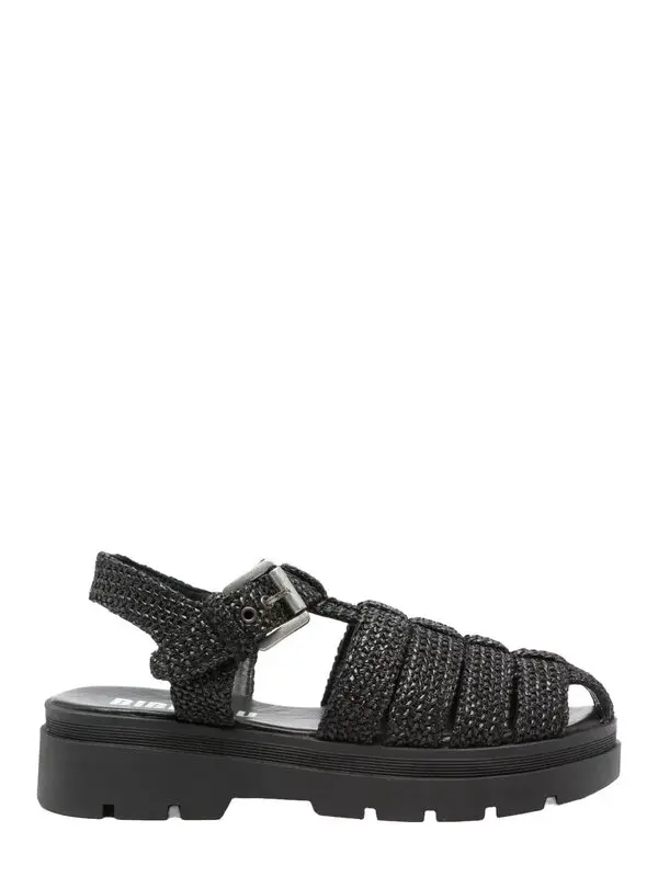 BIBI LOU Woven-texture Flat Sandals - Black