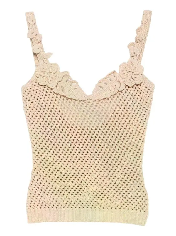 Elie Saab Mesh-embellished Top - Neutrals