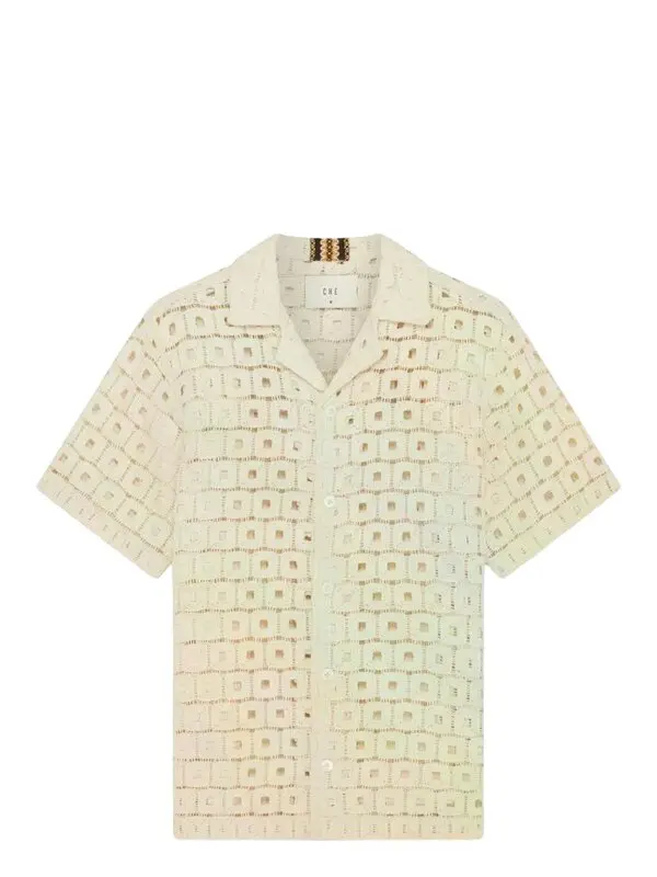 CHE Crochet-pattern Short-sleeve Shirt - Neutrals