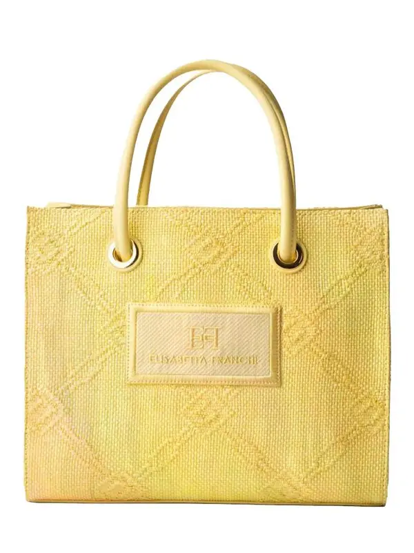 Elisabetta Franchi Woven Jacquard Tote Bag - Yellow