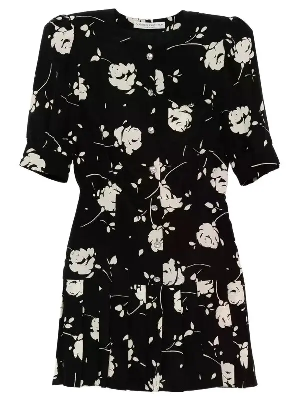 Alessandra Rich Rose-print Mini Dress - Black