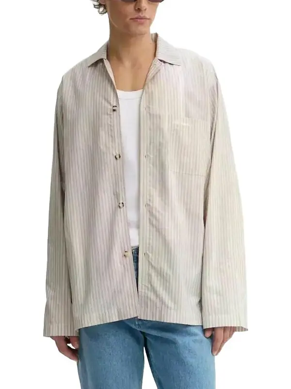 Nanushka Striped Logo-embroidered Shirt - Neutrals