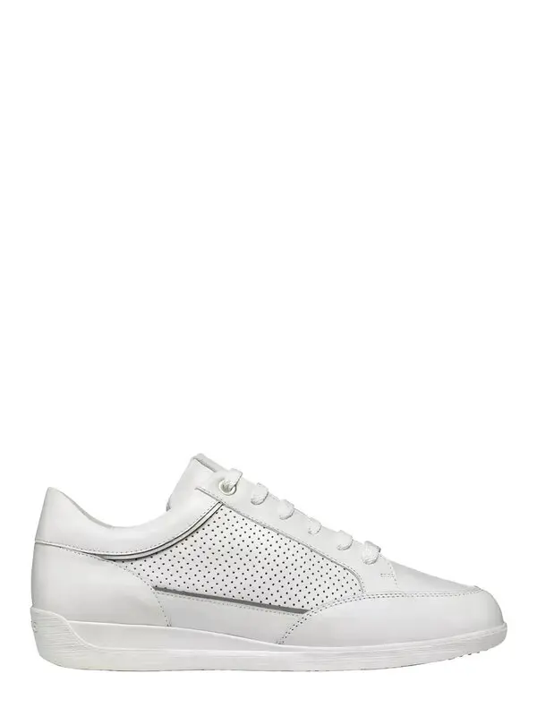 Geox Myria Perforated Leather Sneakers - White