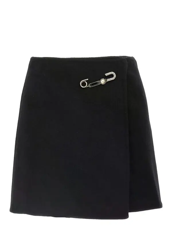 Ermanno Scervino Jewel-embellished Virgin Wool Wrap Skirt - Black