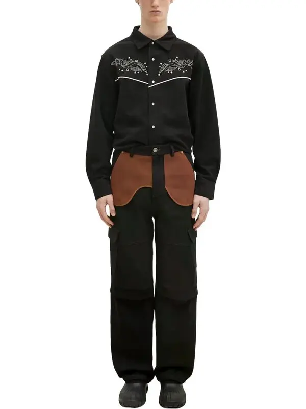 Andersson Bell Embroidered Yoke Shirt - Black