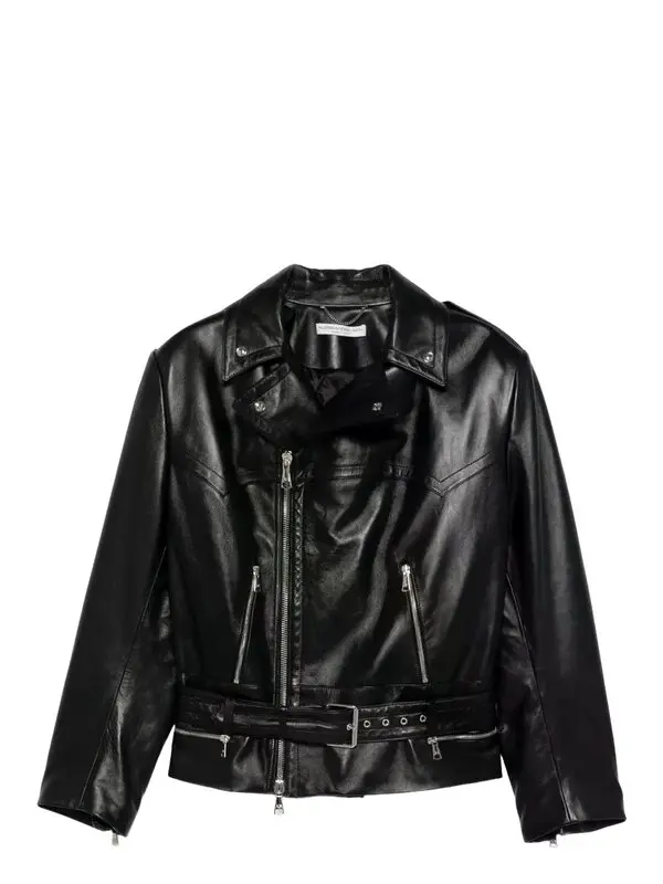 Alessandra Rich Leather Biker Jacket - Black