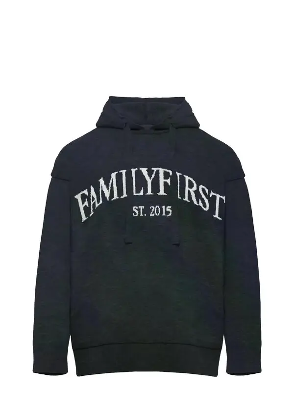FAMILY FIRST Logo-embroidered Hoodie - Blue