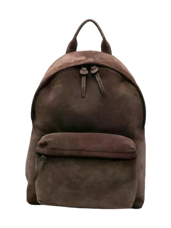Officine Creative Logo Detail Suede Backpack With Zip Puller - Brown