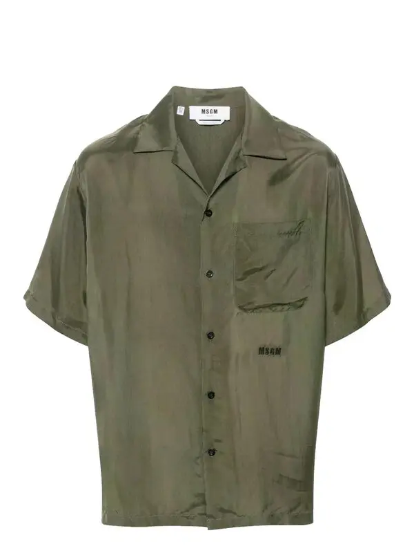 MSGM Logo-embroidered Shirt - Green