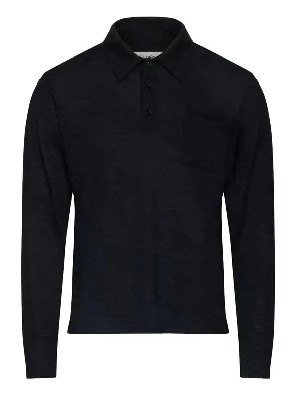 MAISON MARGIELA Long-sleeve Polo Shirt - Black
