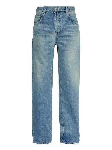 Saint Laurent Mid Straight Baggy Denim Pants - Benjamin Blue