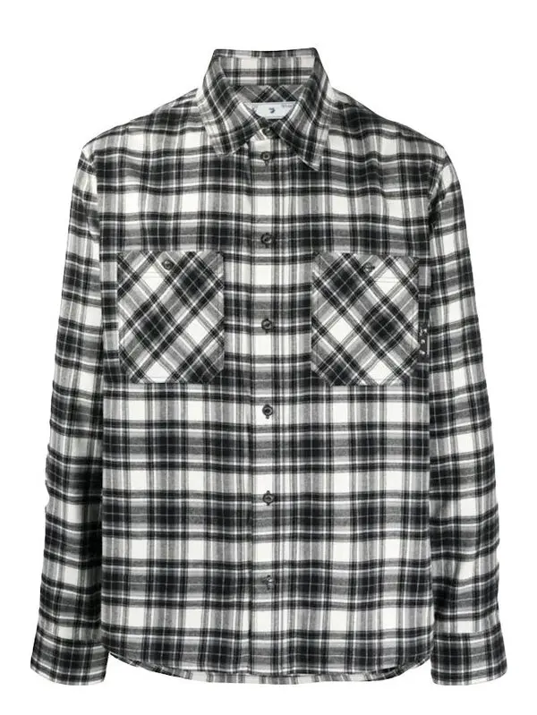 Off-White Off Off Allover Check Flannel Arrow Shirtin - Black/white