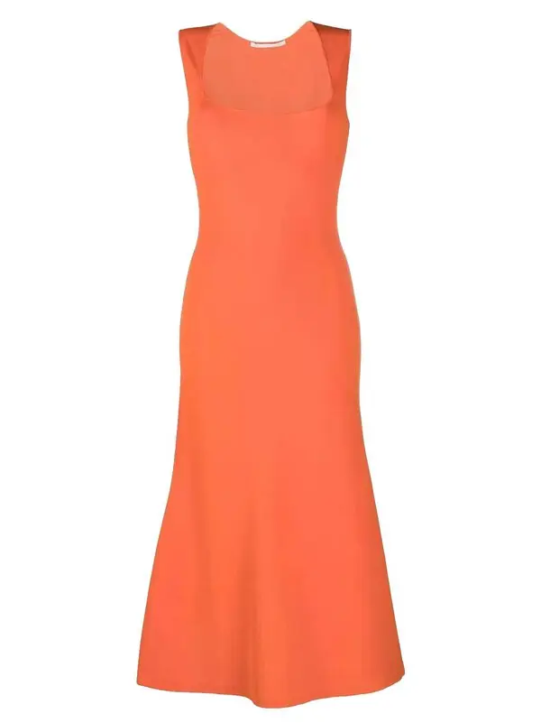 Stella McCartney Square-neck Sleeveless Flared Dress - Orange