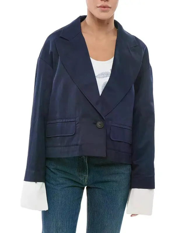 Giorgio Armani Contrasting-cuffs Cotton Jacket - Blue