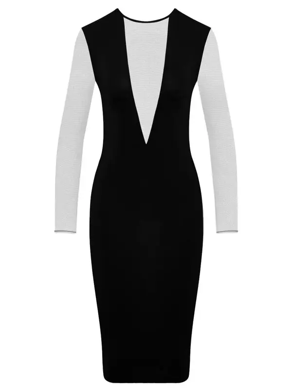 MAISON CLOSE Pure Tentation Long-sleeve Midi Dress - Black