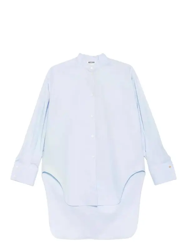 Moschino Band-collar Curved-hem Shirt - Blue