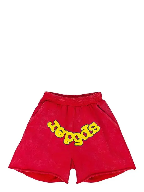 SP5DER Logo-print Track Shorts - Red