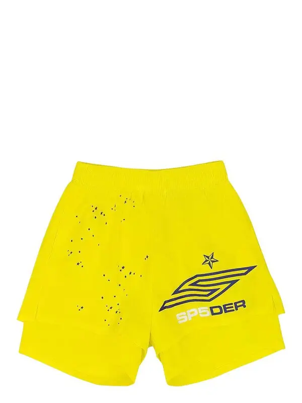 SP5DER Double-layer Logo Shorts - Yellow