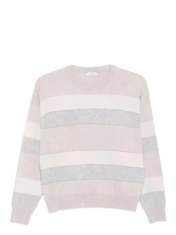 Peserico Striped Crew-neck Sweater - Neutrals