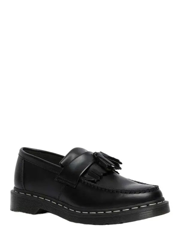 Dr. Martens Adrian White Stitch Smooth Leather Loafers - Black