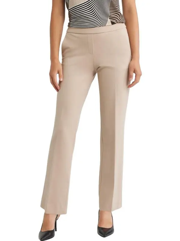 Anne Klein High-waist Pull-on Straight-leg Pants - Latte