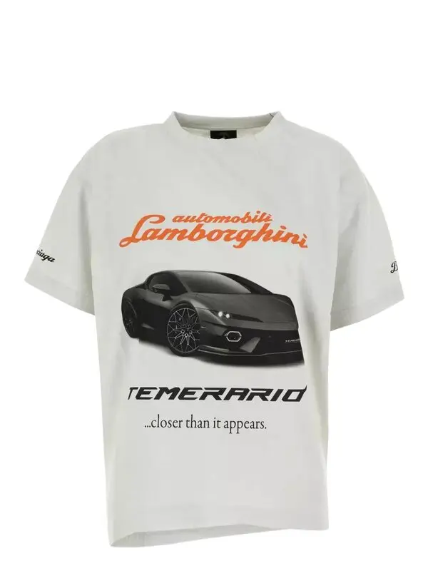 Balenciaga X Automobili Lamborghini-print Asymmetrical T-shirt - White