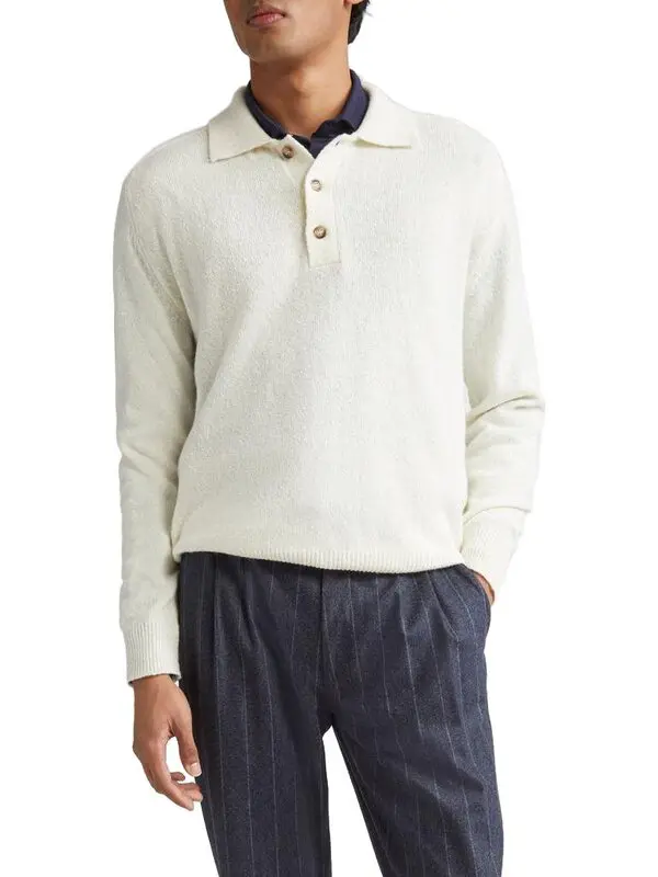 Eleventy Wool & Cashmere Blend Polo Sweater - 01 White
