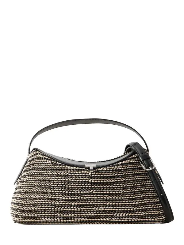 TOTEME T-lock Woven Leather Shoulder Bag - Black