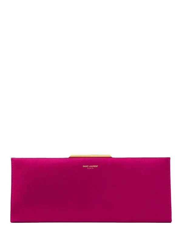 Saint Laurent Small Satin Clutch - Purple
