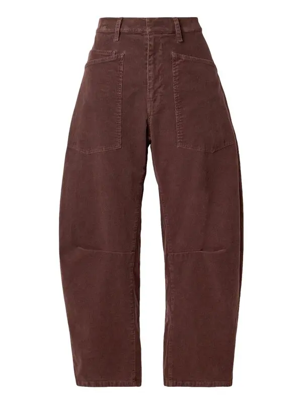 NILI LOTAN Shon Cotton-blend Corduroy Tapered Pants - Burgundy