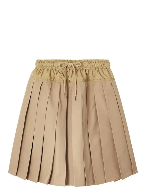 Moncler Shell-trimmed Pleated Twill Skirt - Neutrals