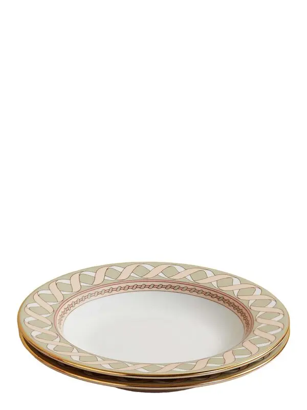 La DoubleJ Gold-plated Porcelain Soup Bowls - Pink