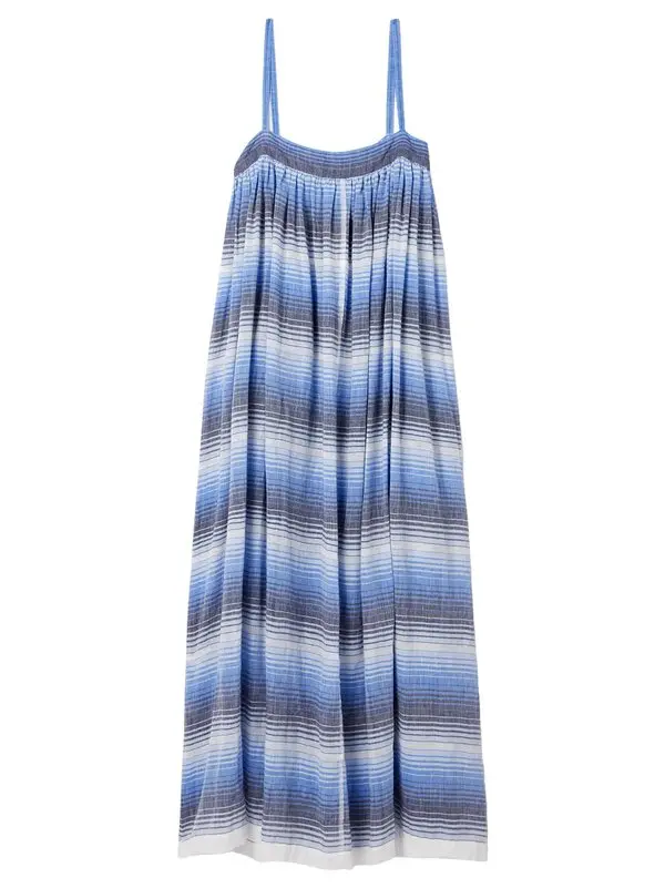 LEMLEM Eda Striped Cotton-gauze Midi Dress - Blue