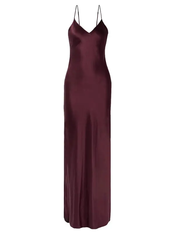 NILI LOTAN Cami Silk-satin Gown - Burgundy