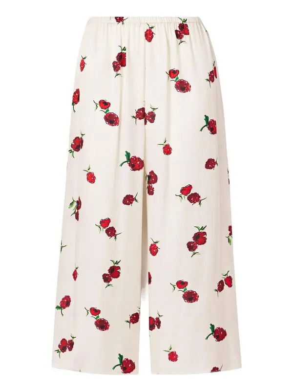 Khaite Mindy Printed Twill Wide-leg Pants - Neutrals