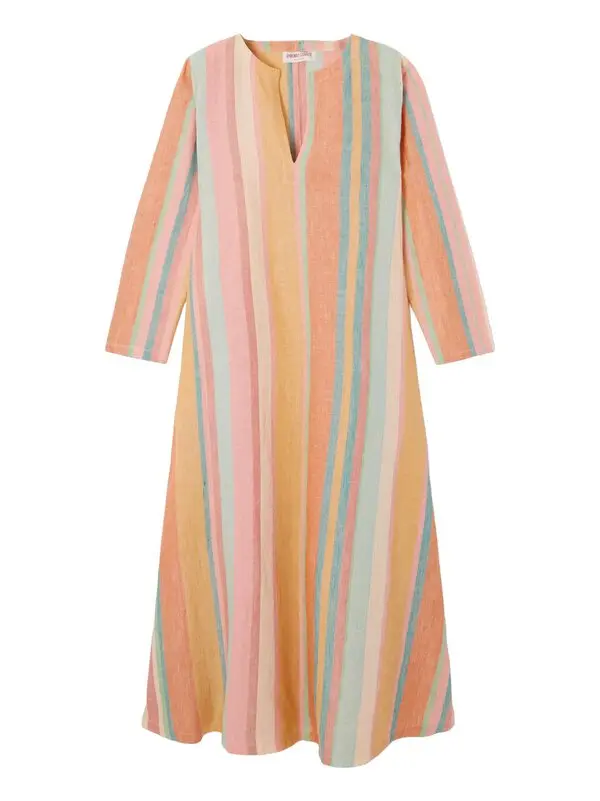 EMPORIO SIRENUSE Striped Linen Kaftan - Orange