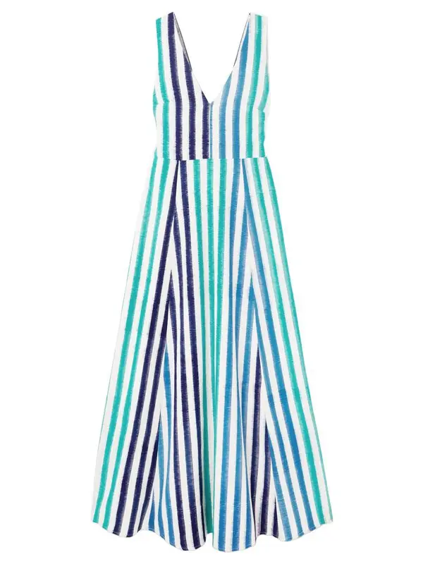 EMPORIO SIRENUSE Nellie Striped Cotton Maxi Dress - Blue