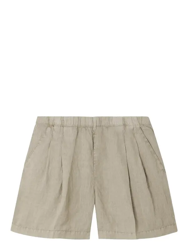 JAMES PERSE Pleated Linen Shorts - Green