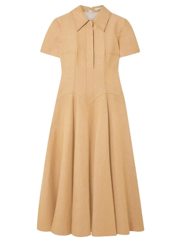 EMILIA WICKSTEAD Jody Paneled Jacquard Shirt Dress - Brown