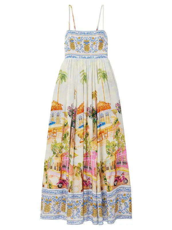 Farm Rio Aracati Gathered Printed Maxi Dress - Multi