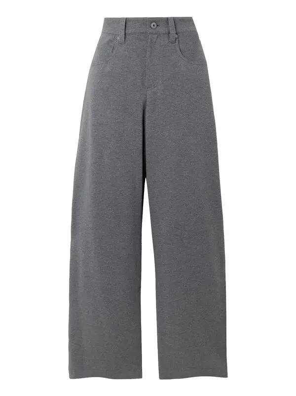 Brunello Cucinelli Cotton-blend Jersey Wide-leg Pants - Gray