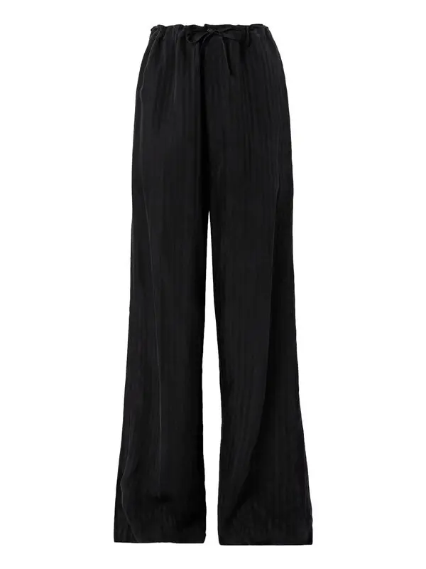 Balenciaga Striped Satin-jacquard Wide-leg Pants - Black