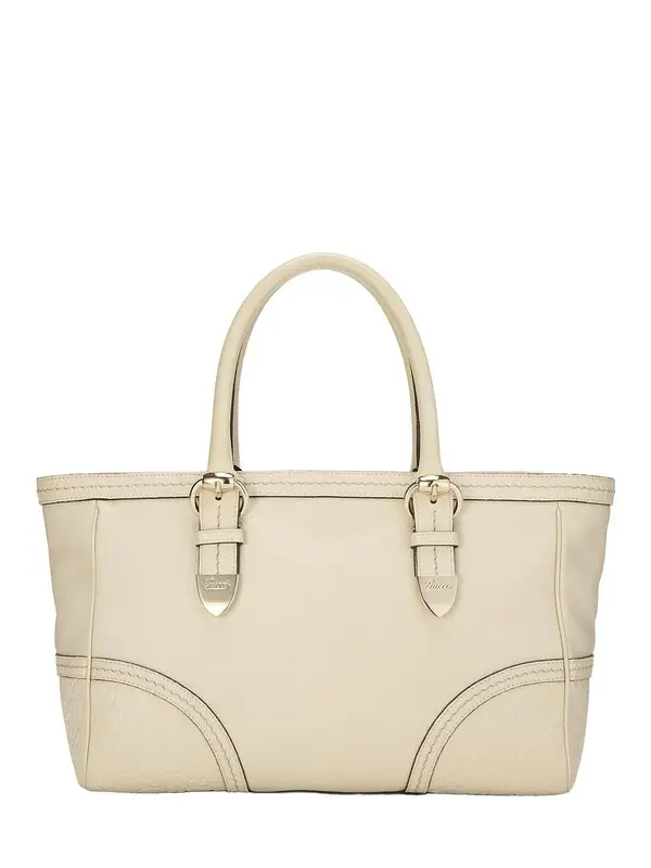 Gucci Pebbled Leather Tote - White
