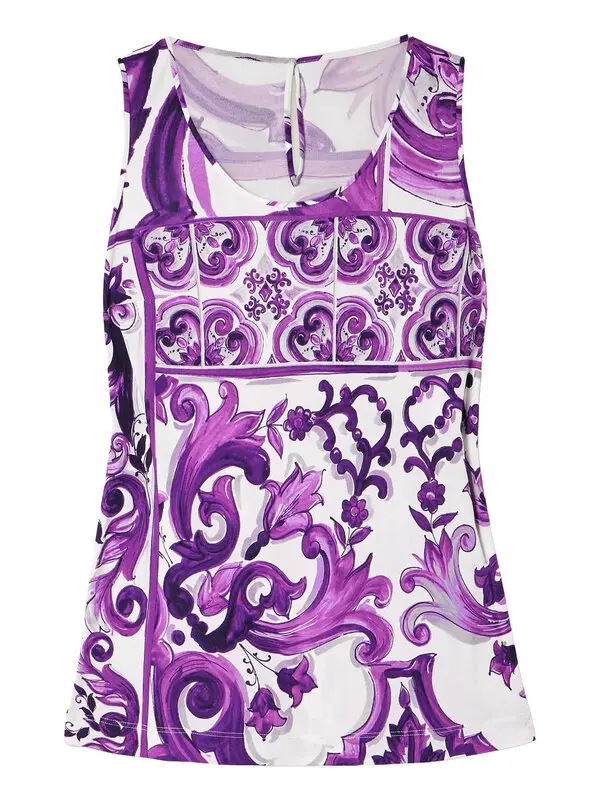 Dolce & Gabbana Printed Jersey Tank - Purple