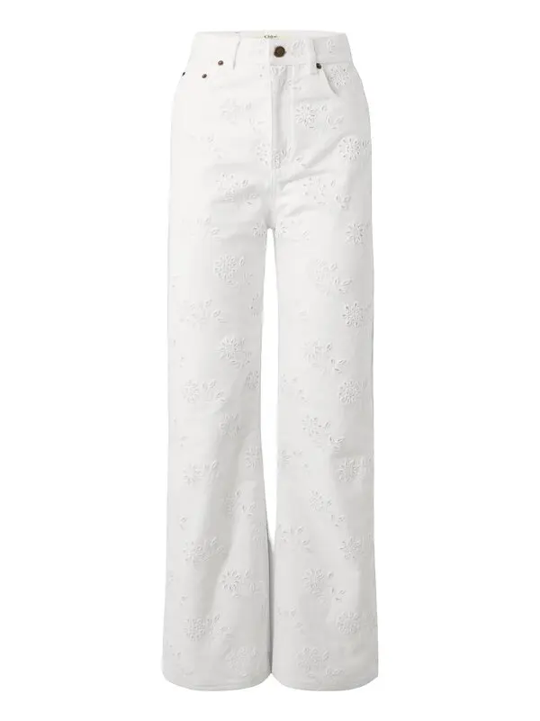 Chloé High-rise Straight-leg Broderie Anglaise Jeans - White